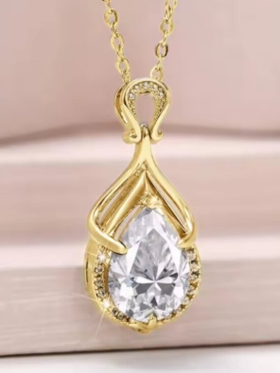 Jewelry | 25 Ct Pear Cut Teardrop Moissanite Pendant Necklace 14k Gold ...